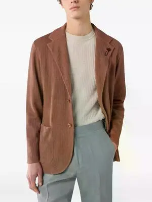 LARDINI Single-breasted Ribbed Blazer - Brown