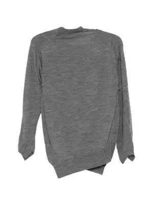 Junya Watanabe Crew-neck Asymmetric Cardigan - Grey