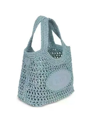 TOD'S Crochet-knit Logo-patch Tote Bag - Blue