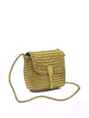 Dragon Diffusion Mini City Woven Leather Shoulder Bag - Gold