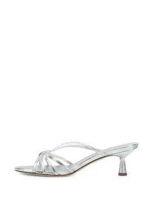 AeydĒ Abby Laminated Leather Sandals - Silver