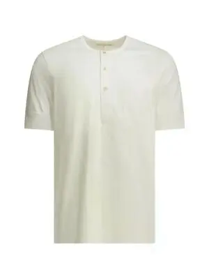 MERZ B. SCHWANEN Button-placket Short-sleeve T-shirt - Neutrals