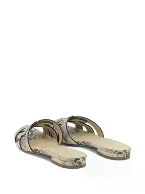 SERGIO LEVANTESI Norma6 Snake-effect Caged Sandals - Neutrals