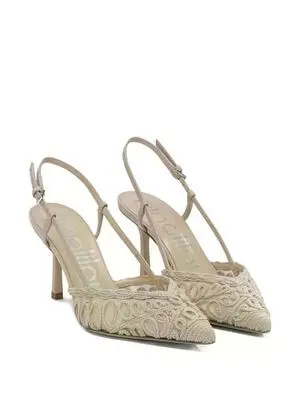 NINALILOU Crochet Knit Slingback Pumps