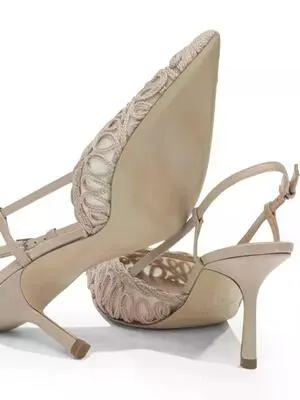 NINALILOU Crochet Knit Slingback Pumps