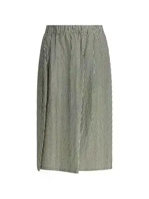 Apuntob Vertical Stripe Cotton Midi Skirt