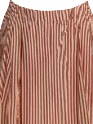 Apuntob Striped Pleated Cotton Midi Skirt