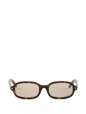Prada Oval Sunglasses With Iconic Metal Plaque - Brown