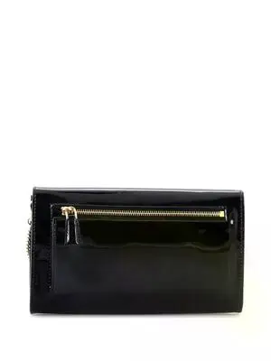 Prada Triangle Logo Envelope Chain Mini Clutch - Black