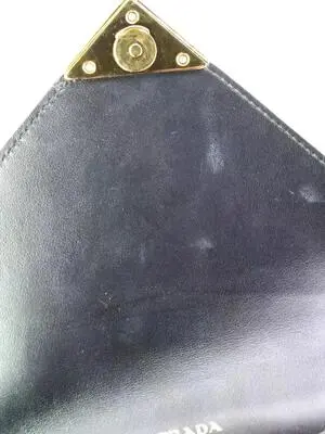 Prada Triangle Logo Envelope Chain Mini Clutch - Black