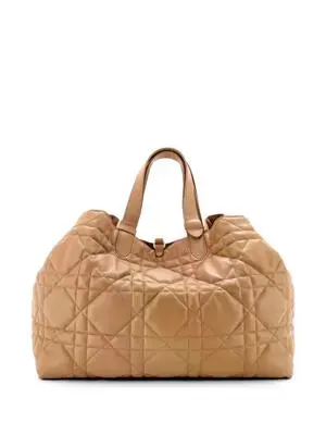 Dior Macrocannage Quilt Large Tote Bag - Brown