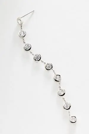 Anthropologie Bezel Crystal Drop Earrings - Silver
