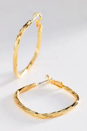 Anthropologie Square Textured Hoop Earrings - Gold