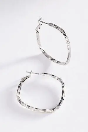 Anthropologie Square Textured Hoop Earrings - Silver