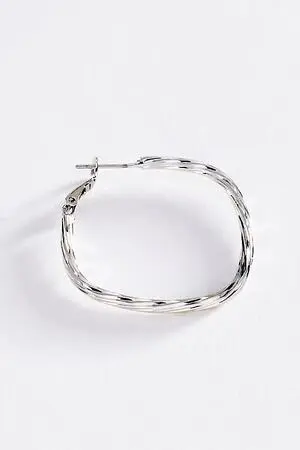 Anthropologie Square Textured Hoop Earrings - Silver