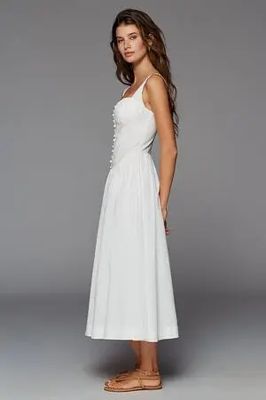 Moon River Cotton Corset-style Midi Dress - White