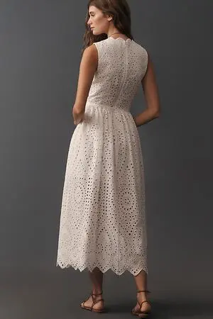 Avec Les Filles Cotton Eyelet Midi Dress