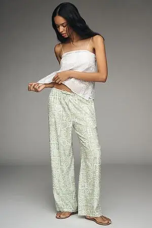 EN ELLY Patterned Wide-leg Pull-on Pants