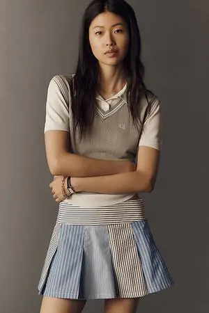 ROWING BLAZERS Mixed Stripe Pleated Mini Skirt