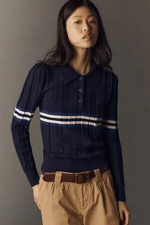 ROWING BLAZERS Collared Long-sleeve Pullover - Navy