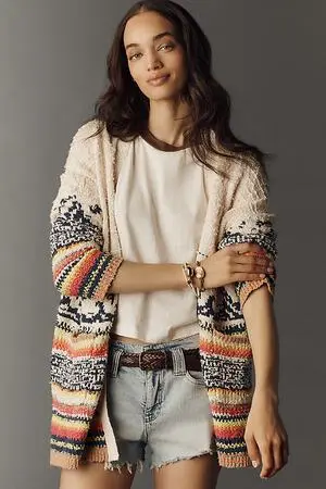 PILCRO Longline Open-front Cardigan Sweater