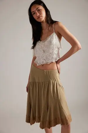 Free People Willow Knit Midi Skirt - Olive