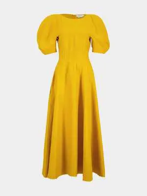 Gabriela Hearst Ranya Puff Sleeve Maxi Dress - Yellow