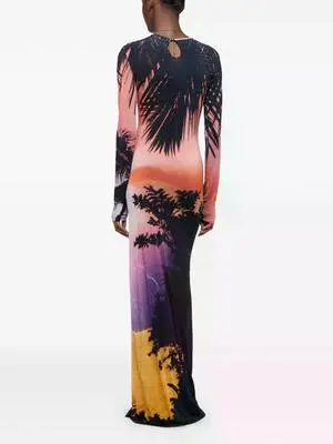 Rabanne Thunderstorm-printed Maxi Dress
