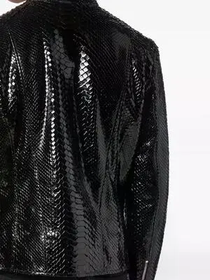 Philipp Plein Python-skin Biker Jacket - Black