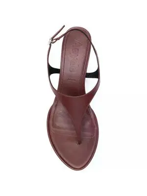 AeydĒ Roose Leather Wedge Sandals - Red