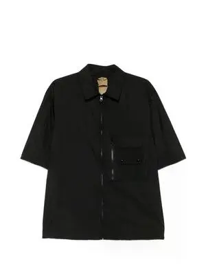 TEN C Mid Layer Zip-up Pocket-detail Shirt - Black