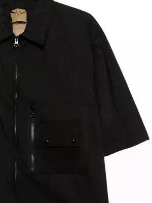 TEN C Mid Layer Zip-up Pocket-detail Shirt - Black