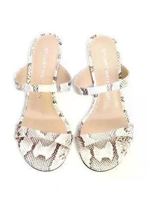 STUART WEITZMAN Nudist Slide Snakeskin-effect Sandals - Neutrals