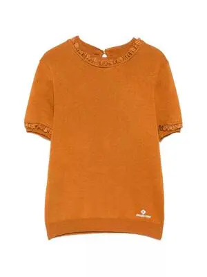 SHUSHU/TONG Lace-trimmed Short-sleeve Sweater