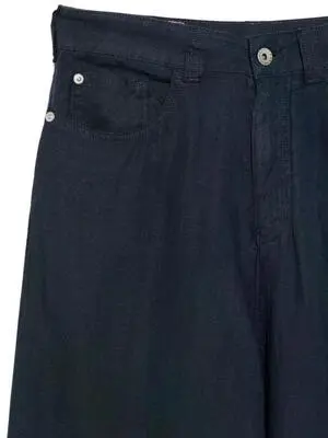 Emporio Armani Wide-leg Linen Trousers - Blue