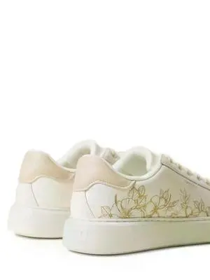 TWINSET Floral-embroidered Leather Sneakers