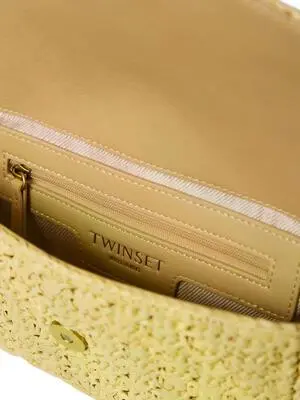 TWINSET Raffia Shoulder Bag With Logo Buckle