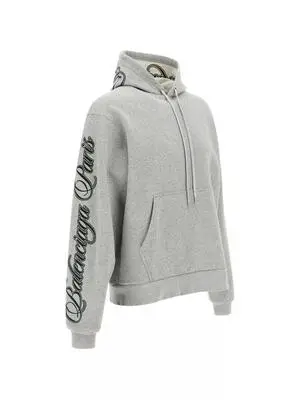 Balenciaga Embroidered Cotton Hoodie - Grey