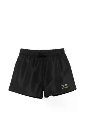 EA7 Logo-patch Drawstring Swim Shorts - Black