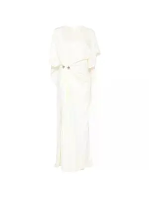Brandon Maxwell Draped Cuff-link Detail Dress - Neutrals