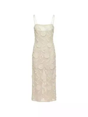 NISSA Crochet-knit Floral-appliqué Dress - Neutrals