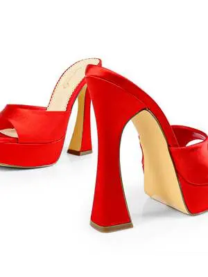 Frederick's Of Hollywood Elaina Platform Mule - Red