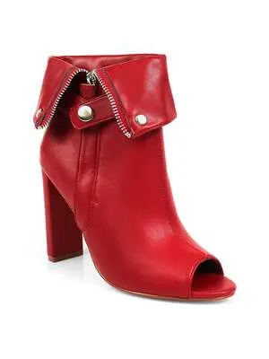 Frederick's Of Hollywood Yani Folded Ankle Boots - Red