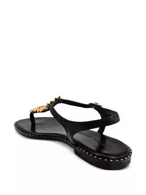 MADISON MAISON Leaf-embellished Thong Sandals - Black