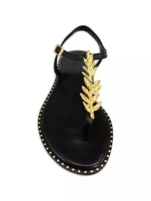 MADISON MAISON Leaf-embellished Thong Sandals - Black