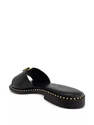 MADISON MAISON Hammered-hardware Leather Sandals - Black