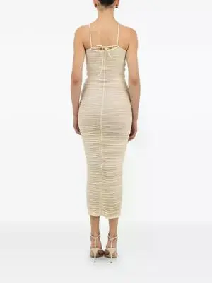 MAYGEL CORONEL Muralla Flower-detail Ruched Dress - Neutrals