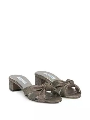 AQUAZZURA Knot-detail Laminated Mules - Grey
