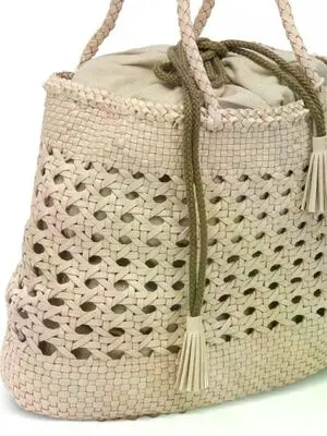 Dragon Diffusion Santa Cano Woven-leather Tote Bag - Neutrals