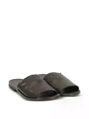 Moma Woven Leather Flat Sandals - Brown